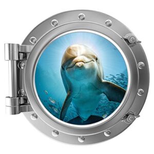 OFISSON - 4 Pieces Bedroom 3D Wall Stickers - Porthole Sea Life Art Sticker 3M for Kids (Girls and Boys) Playroom (12” Diameter Each)