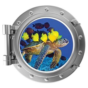 OFISSON - 4 Pieces Bedroom 3D Wall Stickers - Porthole Sea Life Art Sticker 3M for Kids (Girls and Boys) Playroom (12” Diameter Each)