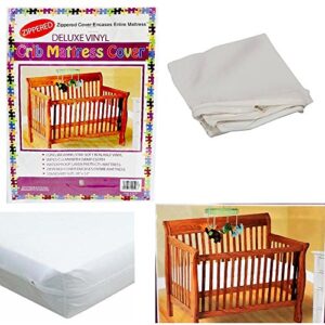 deluxe vinyl zippered crib mattress cover full encasement 28" x 52" standard size waterproof