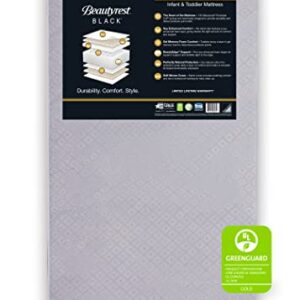 Beautyrest Beginnings Black Brilliant Sun 2-Stage Premium Crib and Toddler Mattress with Plant-Based Soy Foam and Gel Memory Foam - GREENGUARD Gold Certified - Trusted - Made in USA