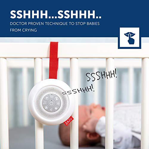 Zazu Suzy The Baby Shusher - Toddler Sleep Aid & Baby Soother | 7 Soothing Melodies Including Heartbeat and White Noise | On-The-Go Sound Machine with Cry Sensor | Variable Volume | Auto Off