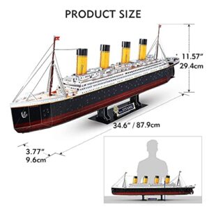 3D Puzzles for Adults Titanic Toys Arts Crafts for Adults 36'' LED Gifts for Men Women RMS Model Kits Couples Gifts, Difficult Watercraft Cruise Long Distance Relationships Gifts Desk Decor