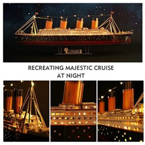 3D Puzzles for Adults Titanic Toys Arts Crafts for Adults 36'' LED Gifts for Men Women RMS Model Kits Couples Gifts, Difficult Watercraft Cruise Long Distance Relationships Gifts Desk Decor