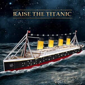 3D Puzzles for Adults Titanic Toys Arts Crafts for Adults 36'' LED Gifts for Men Women RMS Model Kits Couples Gifts, Difficult Watercraft Cruise Long Distance Relationships Gifts Desk Decor