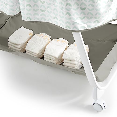 Ity by Ingenuity Snuggity Snug Bedside Baby Bassinet - Soothing Vibrations Portable Crib with Storage Basket - Nimbu