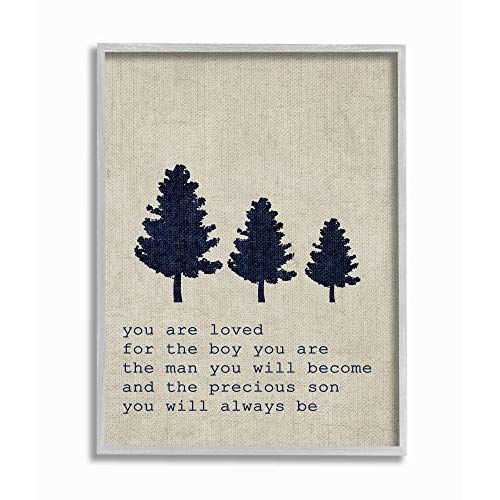 Stupell Industries You are Loved Son Trees Grey Framed Wall Art, 11x14, Design by Artist Daphne Poselli