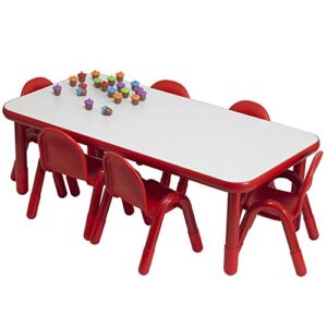 children's factory Baseline Preschool 60" x 30" Rectangular Table & Chair Set - Solid Red