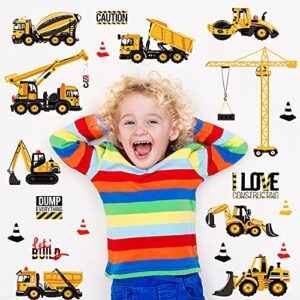 C CATWALLART Construction Cars Wall Decals,Tractor Car Excavator Wall Stickers,Vinyl Peel Stick Decor, Gifts for Kids,Bedroom Boys Room Playroom Wall Decor