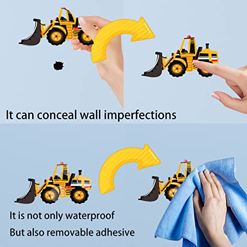 C CATWALLART Construction Cars Wall Decals,Tractor Car Excavator Wall Stickers,Vinyl Peel Stick Decor, Gifts for Kids,Bedroom Boys Room Playroom Wall Decor