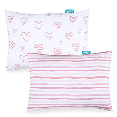 Organic Cotton 2 Pack Kids Toddler Pillowcase for Baby Toddler Pillows 13"x 18" or 14"x19", Envelope Baby Toddler Pillow Cover Cases