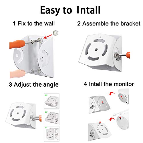 Universal Adjustable Angle Wall Mount Shelf for Baby Monitor Camera, Angle Mounting Brackets, Fits Arlo, Motorola, Infant Optics DXR-8, HelloBaby, and Most Baby Monitor Camera