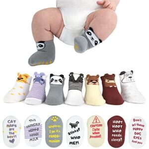 ziri & zane baby socks gift set - newborn baby gifts for boys & girls - 7 unique pairs - cute & funny gender neutral gift for baby shower & unisex registry idea - gender reveal gifts - newborn gifts