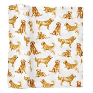 mud pie golden retriever print muslin baby swaddle blanket, 47" x 47"