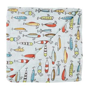 mud pie kids fishing muslin swaddle blanket, multi (12140058)