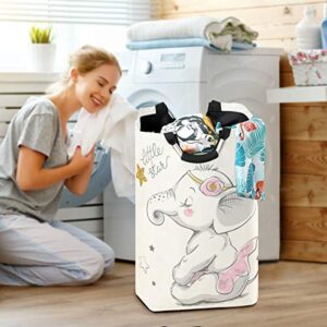 Collapsible Laundry Basket Cartoon Elephant Little Star Laundry Hamper Large Cloth Hamper Laundry Organizer Holder with Handle