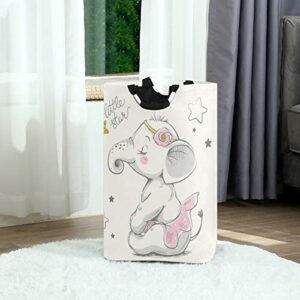 Collapsible Laundry Basket Cartoon Elephant Little Star Laundry Hamper Large Cloth Hamper Laundry Organizer Holder with Handle