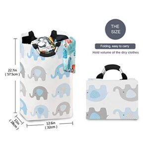 Blueangle Cute Elephant Laundry Hamper Waterproof Hamper Foldable Laundry Basket for Storage(12.6"x 11"x 22.7")