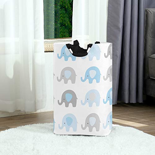 Blueangle Cute Elephant Laundry Hamper Waterproof Hamper Foldable Laundry Basket for Storage(12.6"x 11"x 22.7")