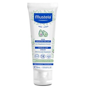 mustela baby cradle cap cream - newborn safe - with natural avocado - paraben free & fragrance free - 1.35 fluid ounce