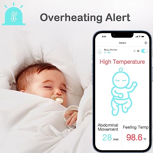 Sense-U Smart Baby Abdominal Movement Monitor - Tracks Baby's Abdominal Movement, Temperature, Rollover with Instant Audio Alerts on Smartphones (Green)