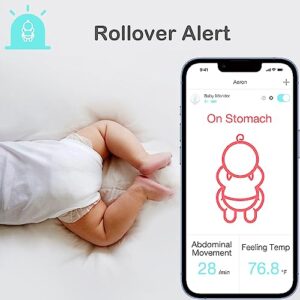 Sense-U Smart Baby Abdominal Movement Monitor - Tracks Baby's Abdominal Movement, Temperature, Rollover with Instant Audio Alerts on Smartphones (Green)