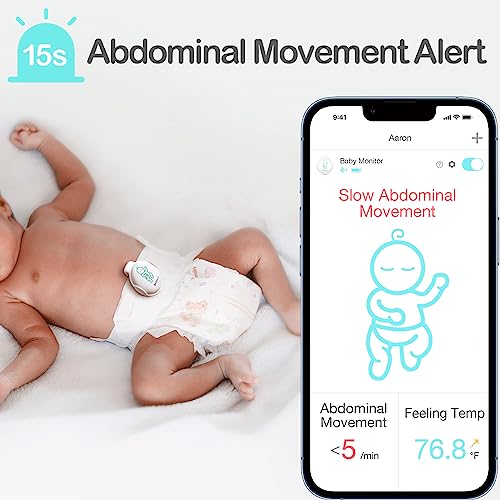 Sense-U Smart Baby Abdominal Movement Monitor - Tracks Baby's Abdominal Movement, Temperature, Rollover with Instant Audio Alerts on Smartphones (Green)