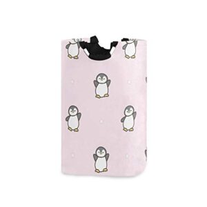 blueangle pink background penguin laundry hamper large laundry basket with handles foldable hamper for laundry durable dirty clothes hamper