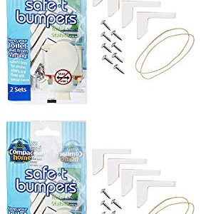 Compac Home Safe -T- Bumpers - Toilet Seat Stabilizers, Keeps Children, Elderly, Disabled Safe from Slipping Off Shaking, Moving or Wobbly Toilet Seat, White, 2 Count