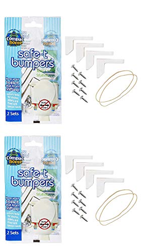 Compac Home Safe -T- Bumpers - Toilet Seat Stabilizers, Keeps Children, Elderly, Disabled Safe from Slipping Off Shaking, Moving or Wobbly Toilet Seat, White, 2 Count