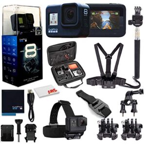 gopro hero8 black digital action camera - waterproof, touch screen, 4k uhd video, 12mp photos, live streaming, stabilization - with mega accessory kit - all you need bundle