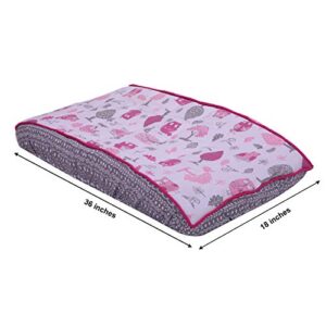 Bacati Owls Girls Cotton Changing Pad Cover, Pink/Grey