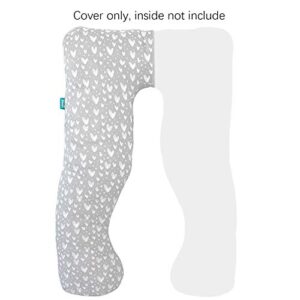 Pregnancy Full Body Pillow Cover U-Shaped (Cover Only), Super Soft Pillowcase Replacement Cover for Maternity Pillow, Universal Fit, Grey Hearts Print