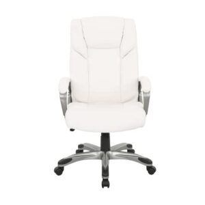 Amazon Basics High-Back Bonded Leather Executive Office Computer Desk Chair, 29.13"D x 25.59"W x 41.34"H, Cream