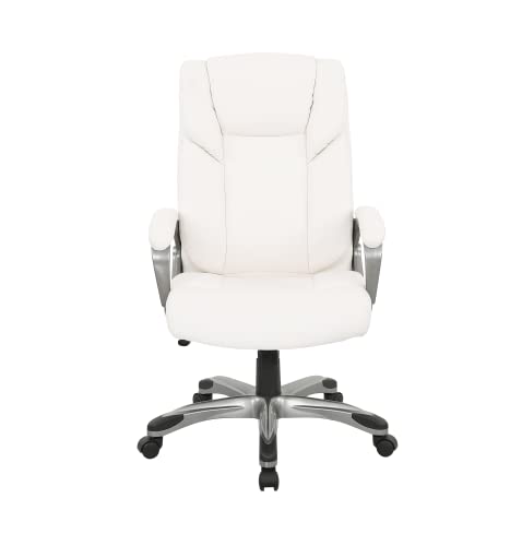 Amazon Basics High-Back Bonded Leather Executive Office Computer Desk Chair, 29.13"D x 25.59"W x 41.34"H, Cream