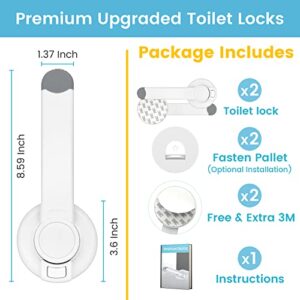 Baby Toilet Lock (2 Pack) for Child Safety, Baby Proof Toilet Seat Lock with 2 Extra Pallet Fit for Most Standard Toilet, Easy Intallation Toilet Lid Lock with 2 Extra 3M Adhesive