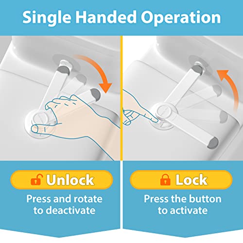 Baby Toilet Lock (2 Pack) for Child Safety, Baby Proof Toilet Seat Lock with 2 Extra Pallet Fit for Most Standard Toilet, Easy Intallation Toilet Lid Lock with 2 Extra 3M Adhesive