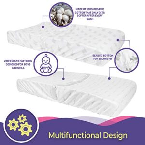 Budding Sprout Organic Cotton Ultra Soft Hypoallergenic Changing Pad Covers (2-Pack) Fits Standard Size Pads 16” x 32” Comes with Two Unisex Design