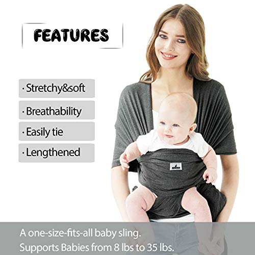 Baby Wrap Carrier Jeroray Hands Free Infant Carrier,Lightweight,Breathable,Softness,Heather Grey