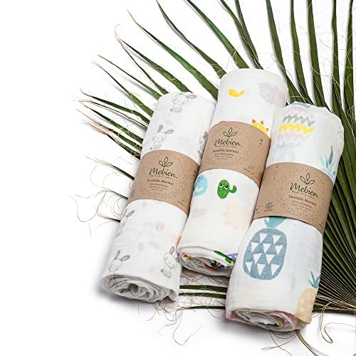 Baby Swaddle Blanket Neutral Muslin Swaddle Blankets Ultra Soft Silky Baby Blankets Unisex Pure 100% Cotton Baby Receiving Blankets and Baby Boy Blankets and Baby Girl Blanket 41” x 41” Set of 3