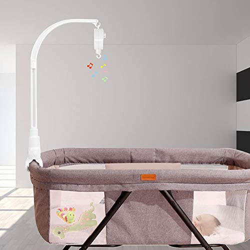 AFUNTA 23 Inch Baby Crib Claw Mobile Bed Bell Holder with Music Box, Adjustable Holder DIY Toy Decoration Hanging Arm Bracket Baby Bed Stent Set Nut Screw