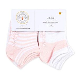 Burt's Bees Baby baby boys Socks, 6-pack Ankle With Non-slip Grips, Made With Organic Cotton Casual Sock, Pink Blossom Multi, 0-3 Months US