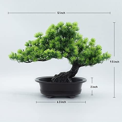 yoerm Fake Plants Plastic Artificial Bonsai Tree, Zen Garden Japanese Decor Bonsai for Home Office Desk Bedroom Farmhouse Room Decor, Tall 9.5"