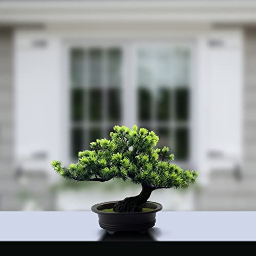 yoerm Fake Plants Plastic Artificial Bonsai Tree, Zen Garden Japanese Decor Bonsai for Home Office Desk Bedroom Farmhouse Room Decor, Tall 9.5"