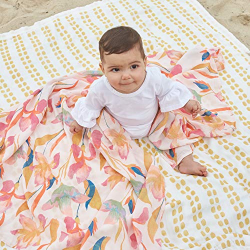 aden + anais Silky Soft Bamboo Viscose Baby Blanket, Crib Bedding for Newborn Baby and Toddler, Nursery Blanket for Boys and Girls, Baby Registry and Shower Gift - Marine Gardens