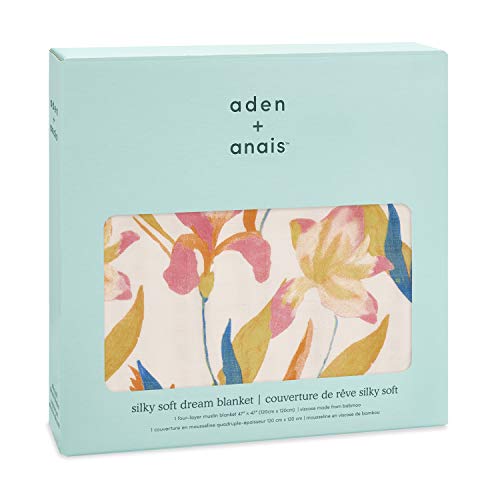 aden + anais Silky Soft Bamboo Viscose Baby Blanket, Crib Bedding for Newborn Baby and Toddler, Nursery Blanket for Boys and Girls, Baby Registry and Shower Gift - Marine Gardens