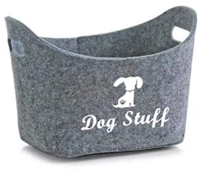 geyecete soft felt pet toy bin dog toys storage bins - with handles, pet supplies storage basket/bin kids toy chest storage trunk (grey)