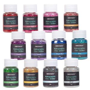 noddway ultra fine glitter 12 colors holographic glitter powder, bulk craft glitter for arts, crafts, resin,tumblers, slime,decoration, 15g each