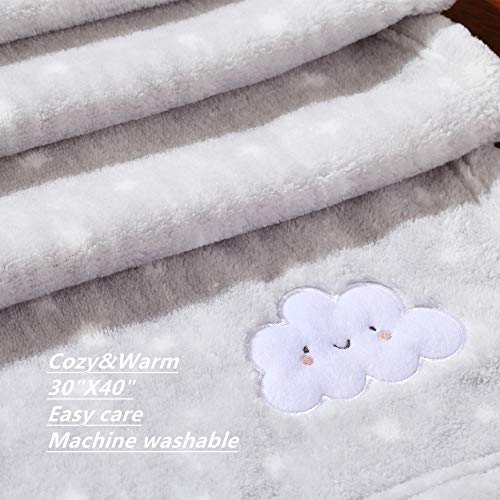 CREVENT 30''X40'' Cute Cozy Fluffy Warm Baby Blanket for Boys Infants Toddlers' Bedding Crib Cot Stroller, Baby Shower Birthday Newborn's Gift - Grey Cloud