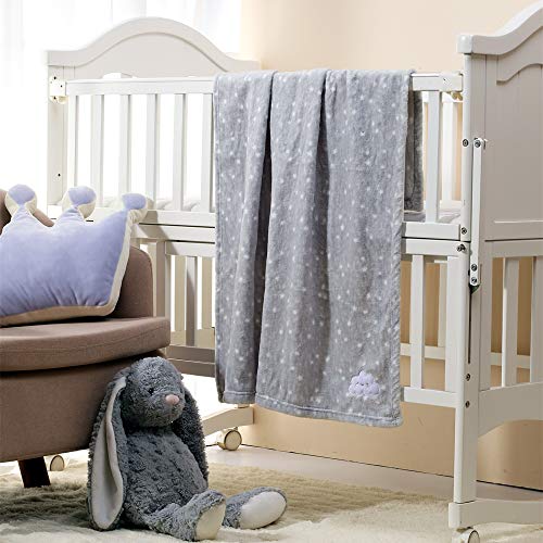 CREVENT 30''X40'' Cute Cozy Fluffy Warm Baby Blanket for Boys Infants Toddlers' Bedding Crib Cot Stroller, Baby Shower Birthday Newborn's Gift - Grey Cloud