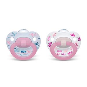 nuk orthodontic pacifiers, girl, multi, 18-36 month (pack of 2)